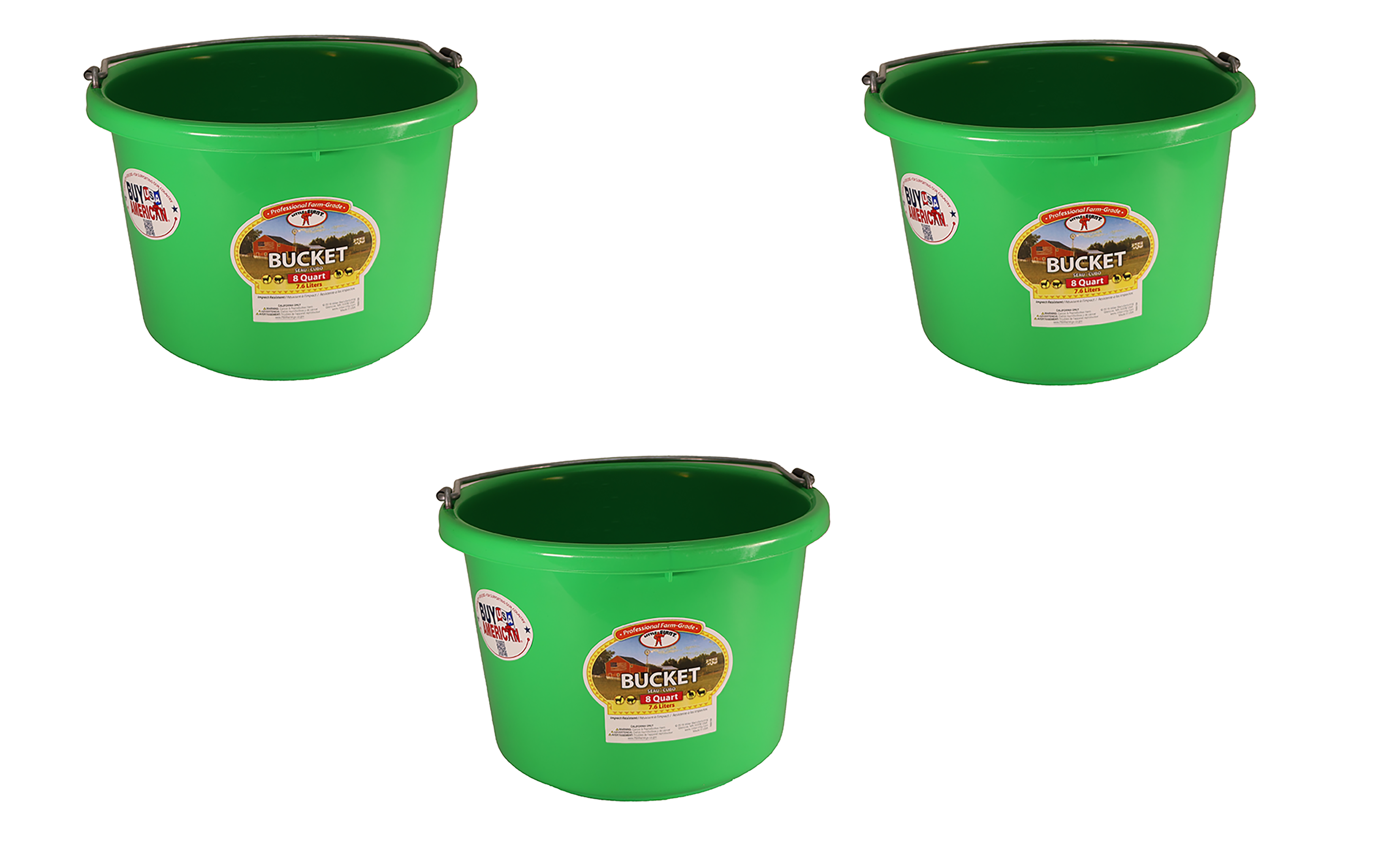 Little Giant Lime Green 8 Quart Plastic Bucket Pack of 3 - P8LIMEGREEN ...